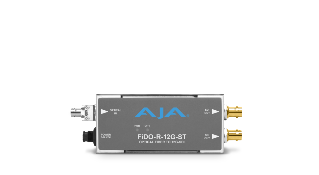 AJA FiDO-R-12G-ST 1-Channel Single Mode ST Fiber to 12G-SDI Receiver - Mediability
