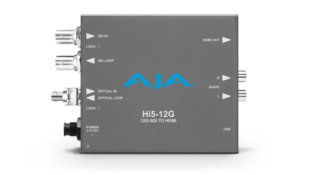 AJA HI5-12G-R-ST 12G-SDI til HDMI 2.0 konverter med ST Fiber Receiver ...